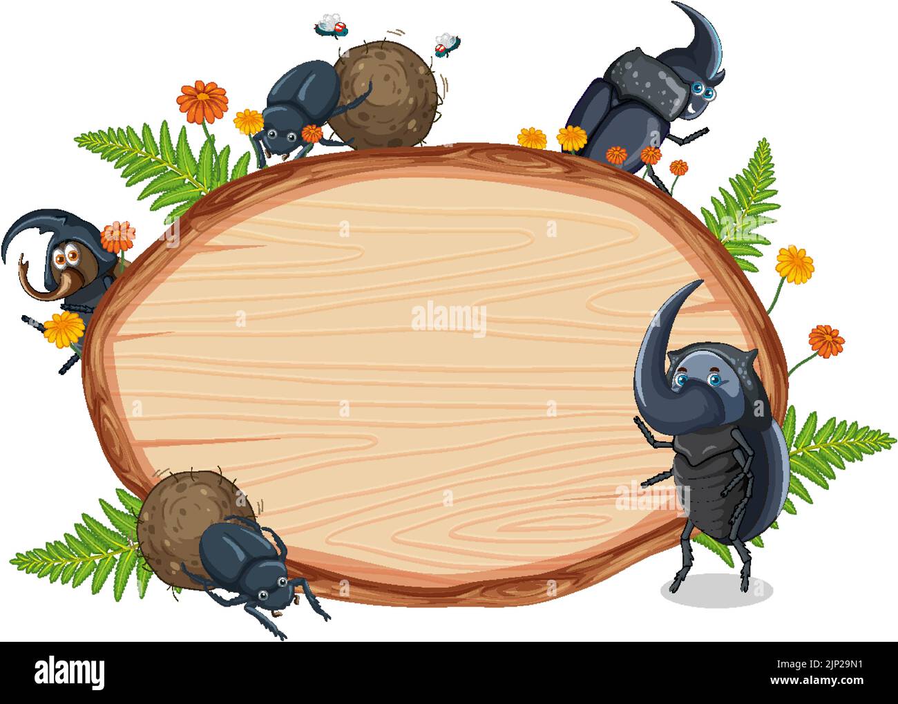 Insect with wooden frame board banner illustration Stock Vector Image ...