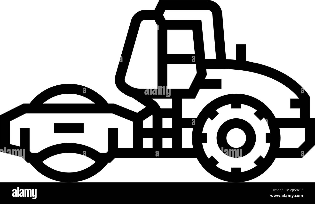 steamroller construction car vehicle line icon vector illustration ...