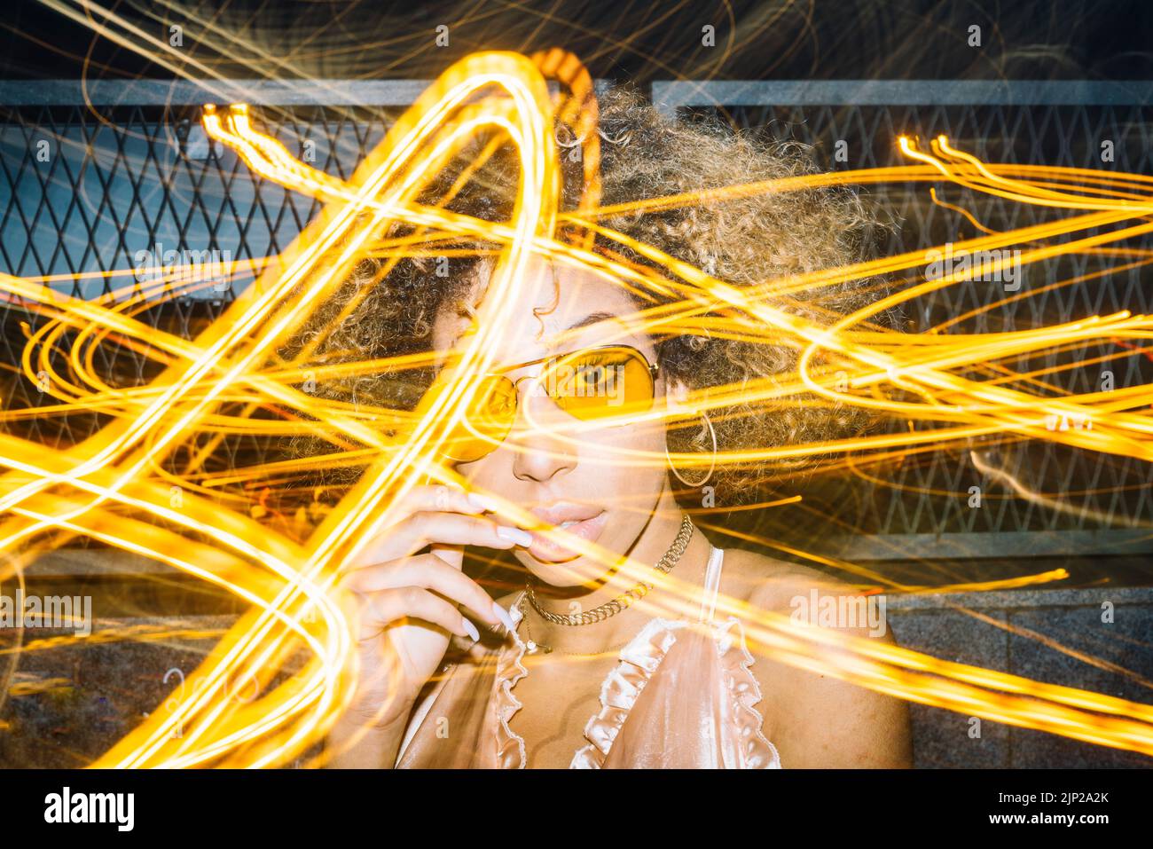 young woman, nightlife, lighting effects, person of color, girl, girls ...
