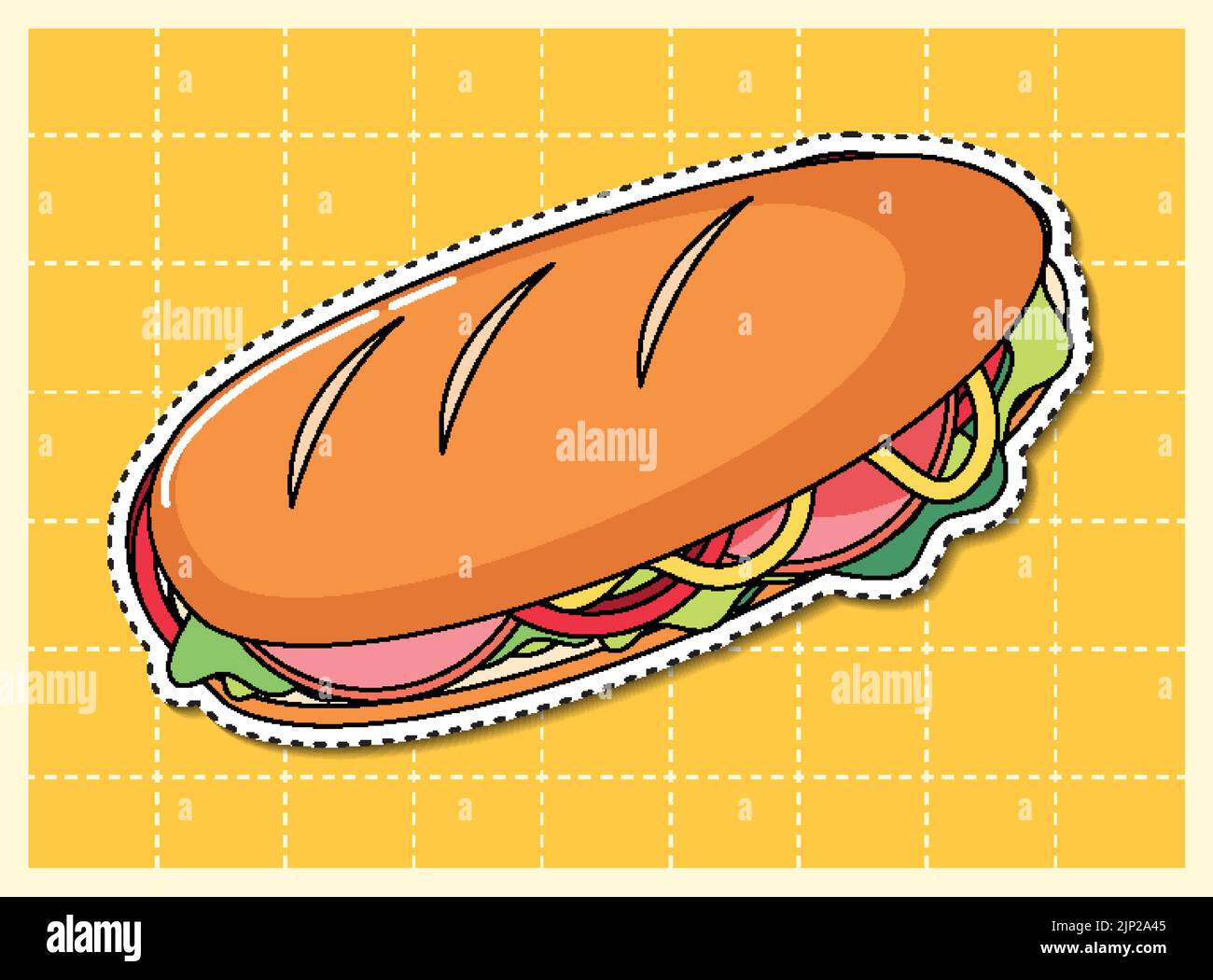 Sandwich on grid background cartoon illustration Stock Vector Image ...