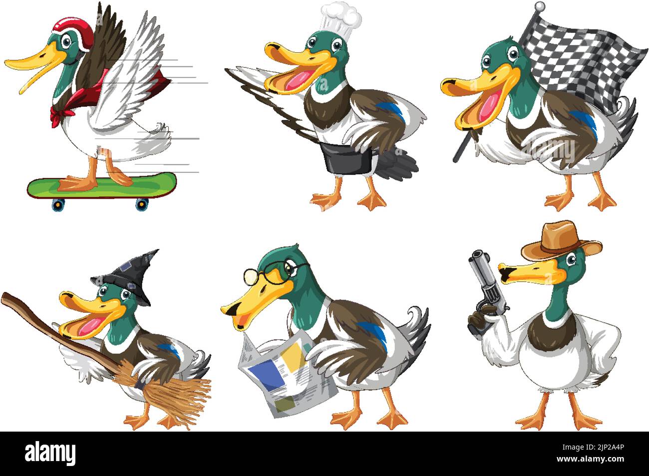 Set of different ducks cartoon character illustration Stock Vector Image & Art - Alamy