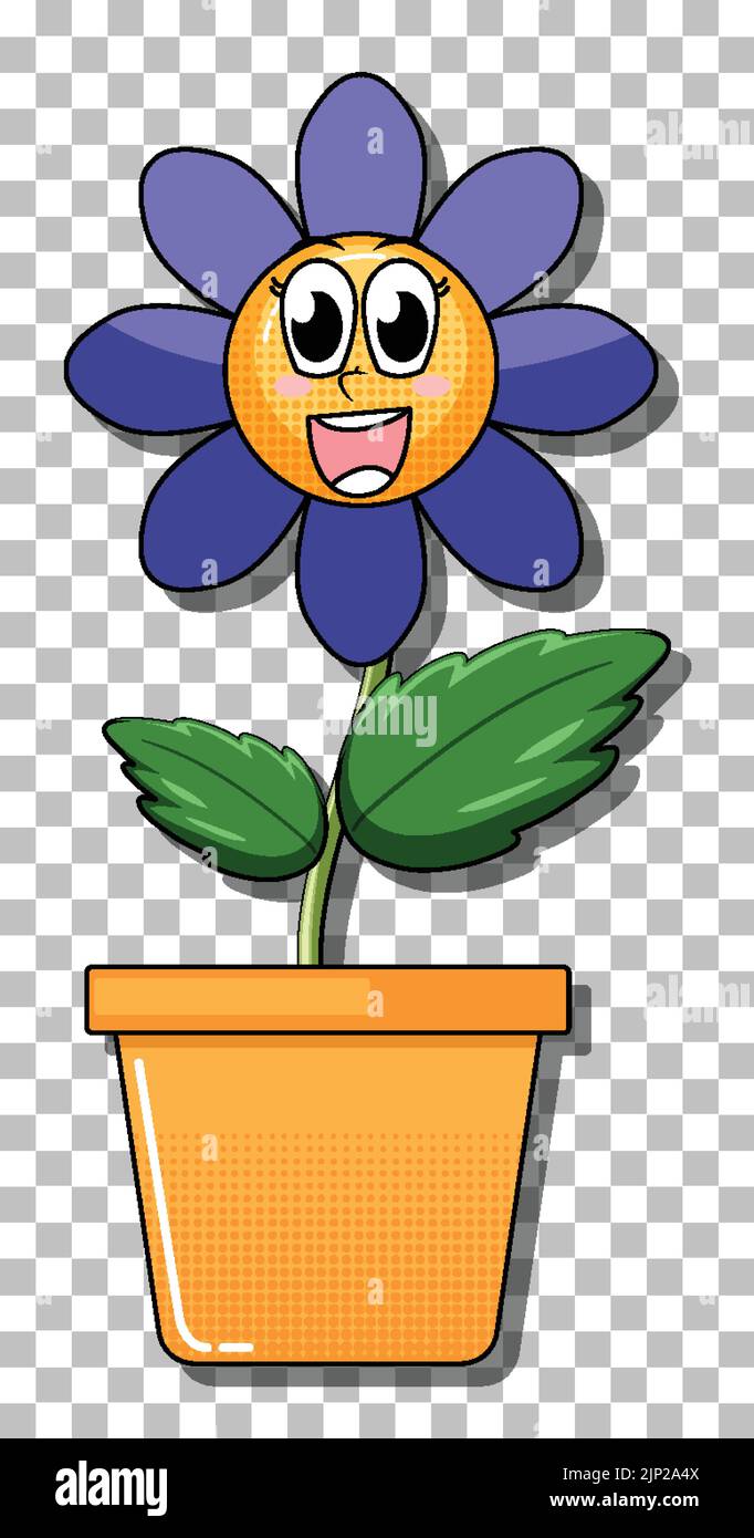 Flower cartoon character in pot illustration Stock Vector Image & Art ...