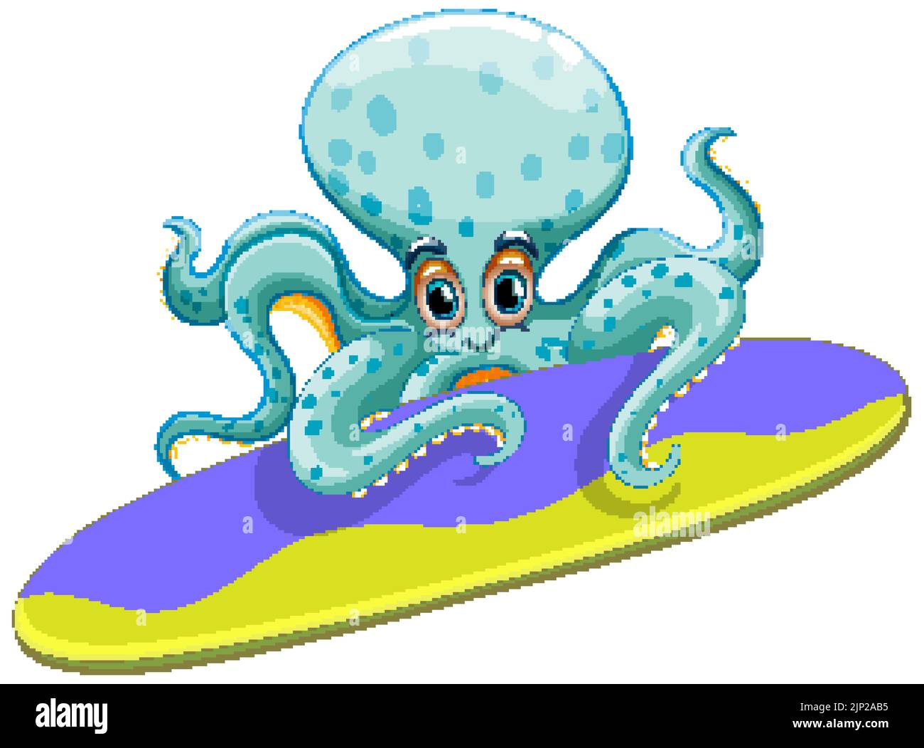 Cute octopus surfing on surfboard illustration Stock Vector Image & Art ...