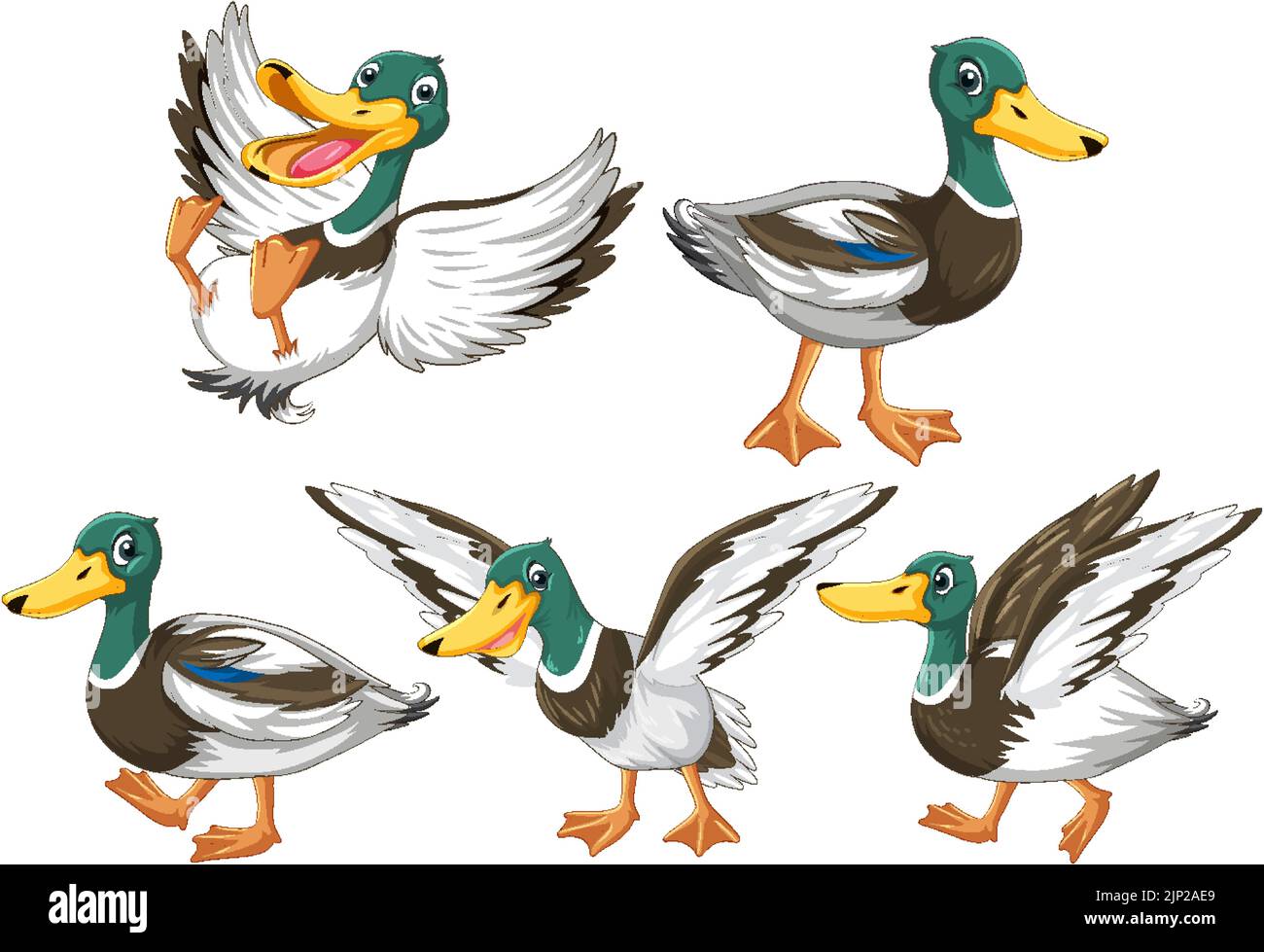 Set of duckling doing different activities illustration Stock Vector ...