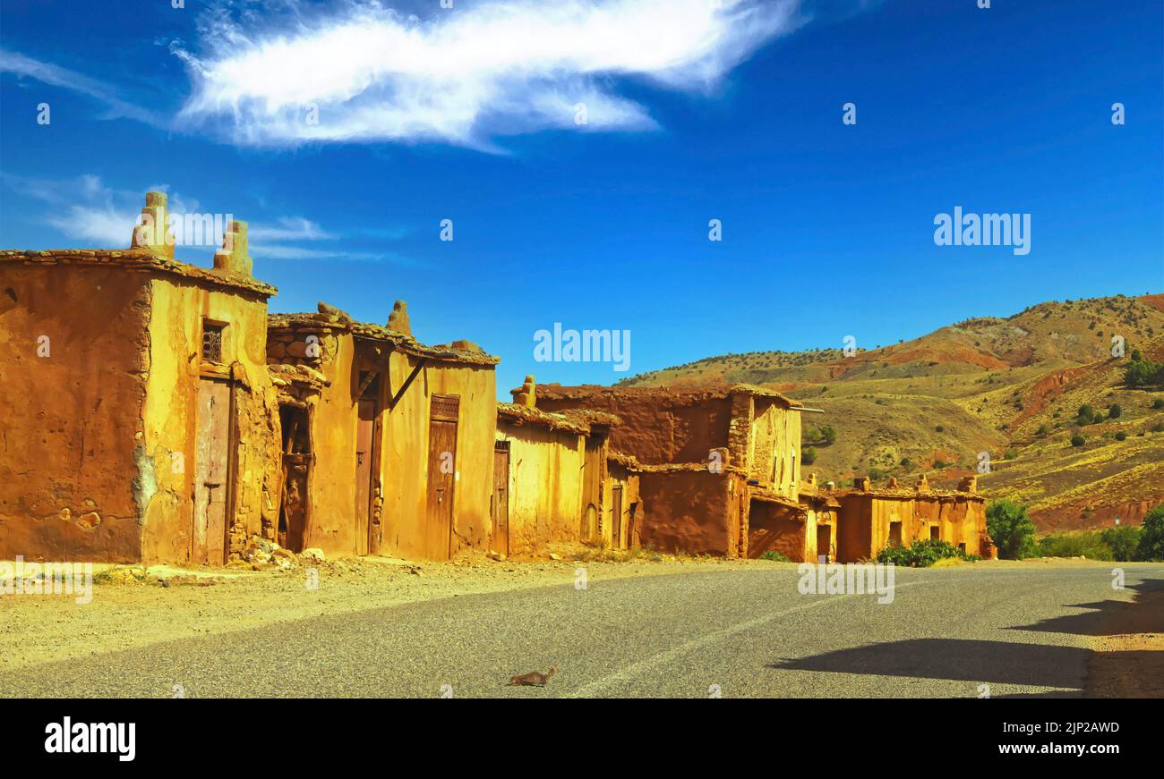 Beautiful abandoned deserted clay houses ghost town berber village ...