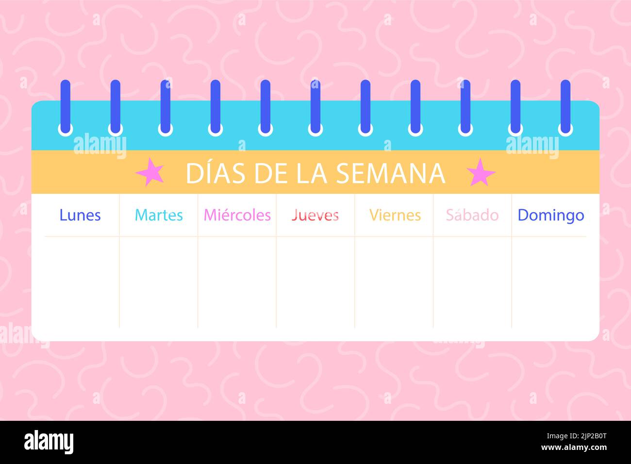 Hand drawn days of the week in spanish background Vector illustration ...