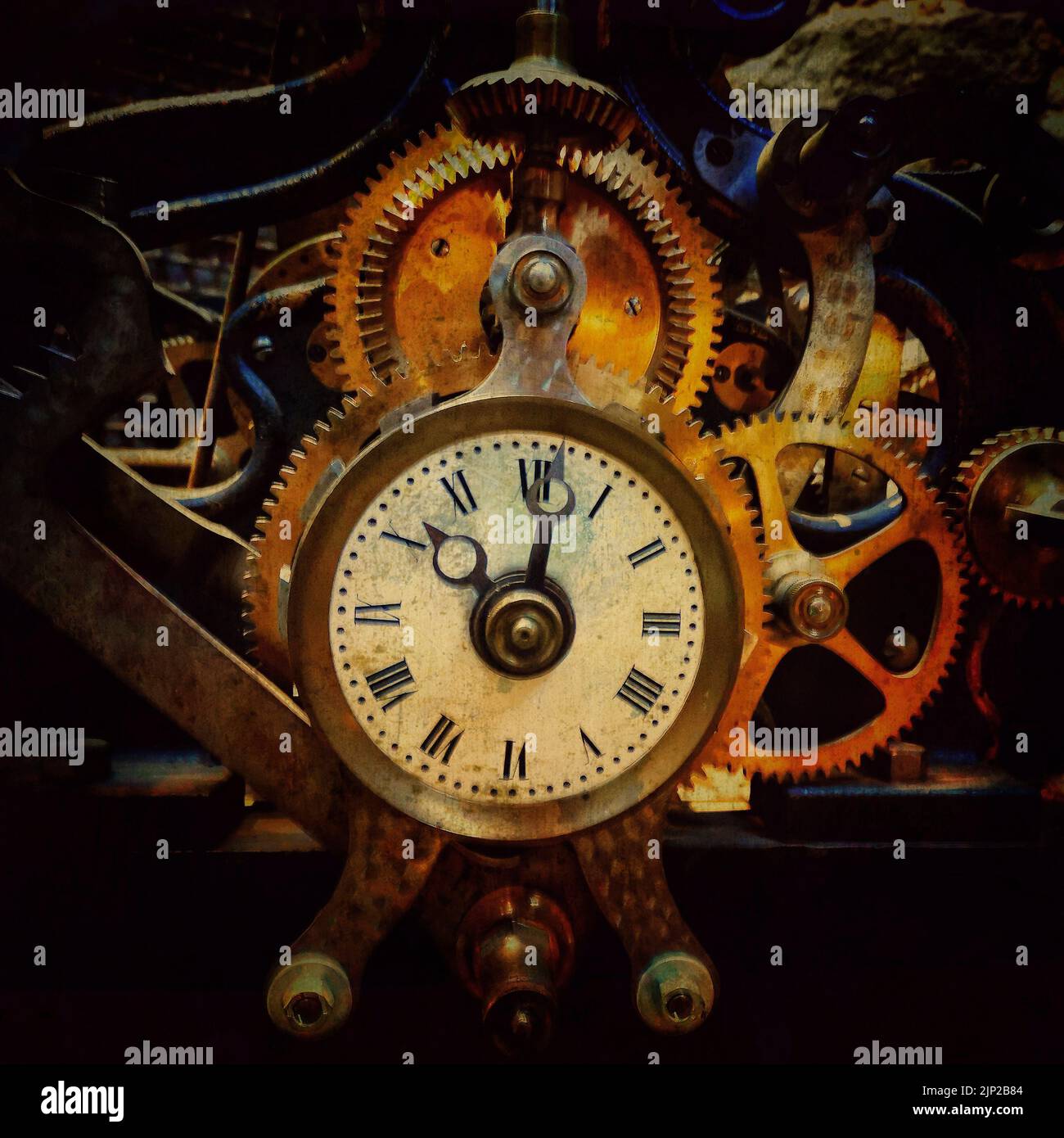 An old clock with mechanisms and gears Stock Photo - Alamy