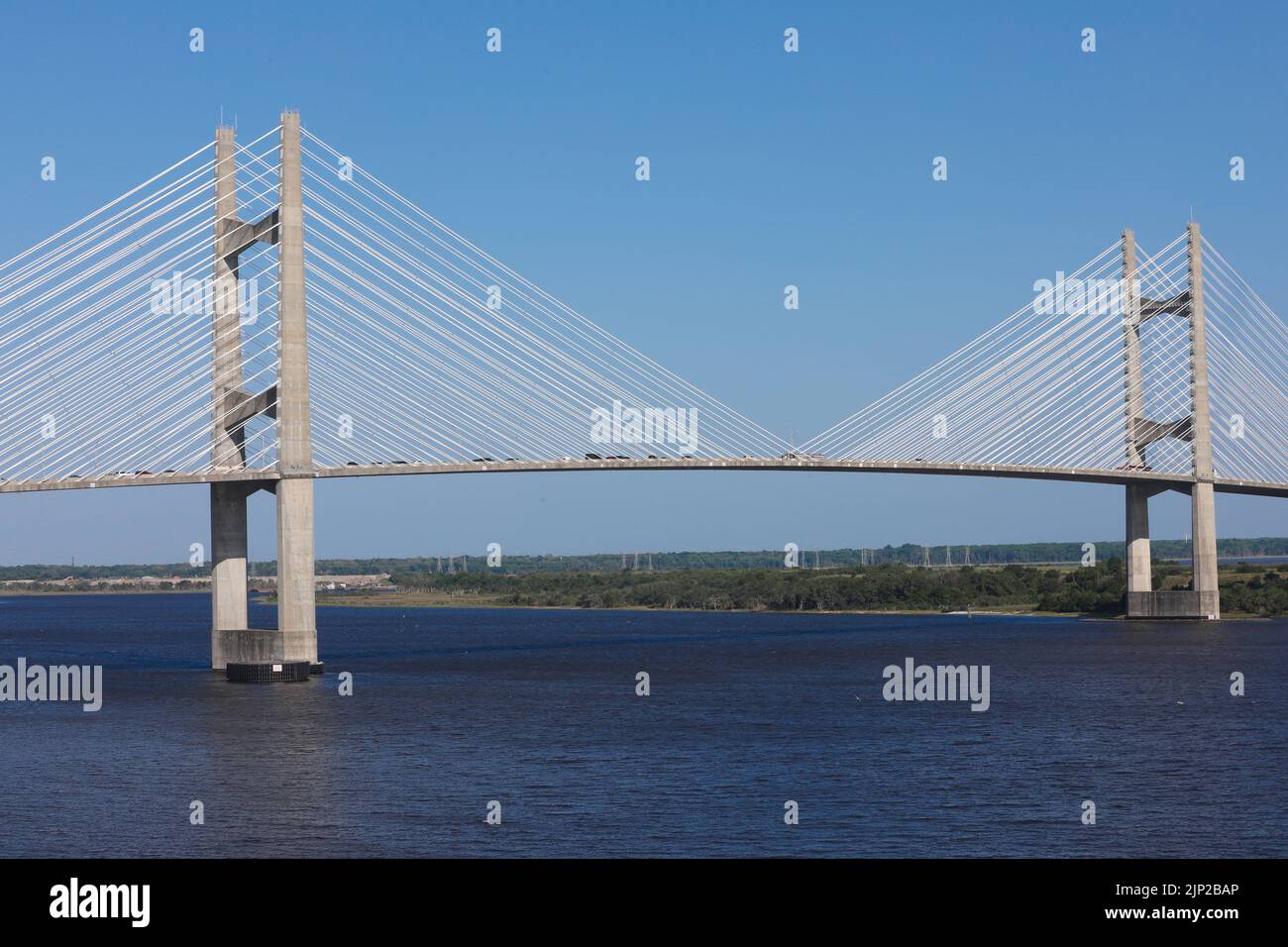 Dames Point Bridge against the clear blue skies in Jacksonville Florida ...