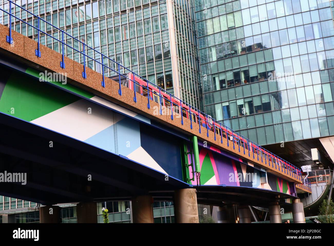 The Canary Wharf DLR Train Bridge Stock Photo - Alamy