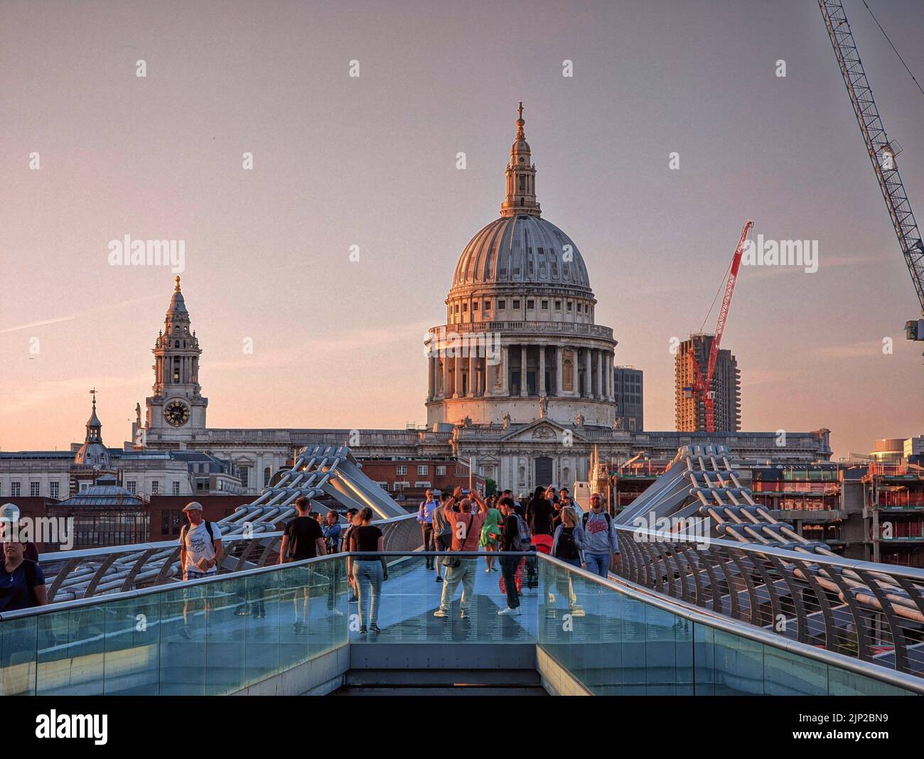 Sunset Time on London Millenium Bridge and St Paul Cathedral on the ...