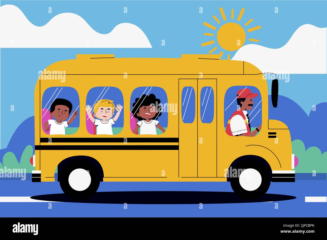 Flat design school trip illustration Vector illustration Stock Vector ...