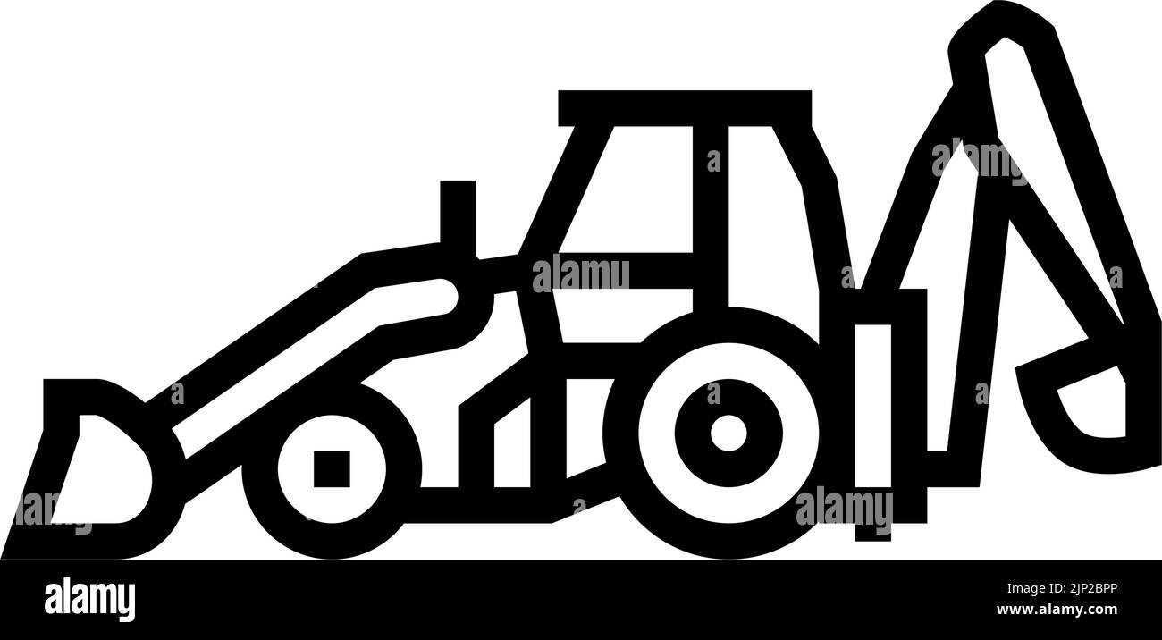 backhoe construction car vehicle line icon vector illustration Stock ...