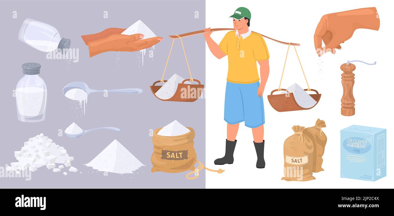 Salt powder and crystal vector isolated set Stock Vector Image & Art ...