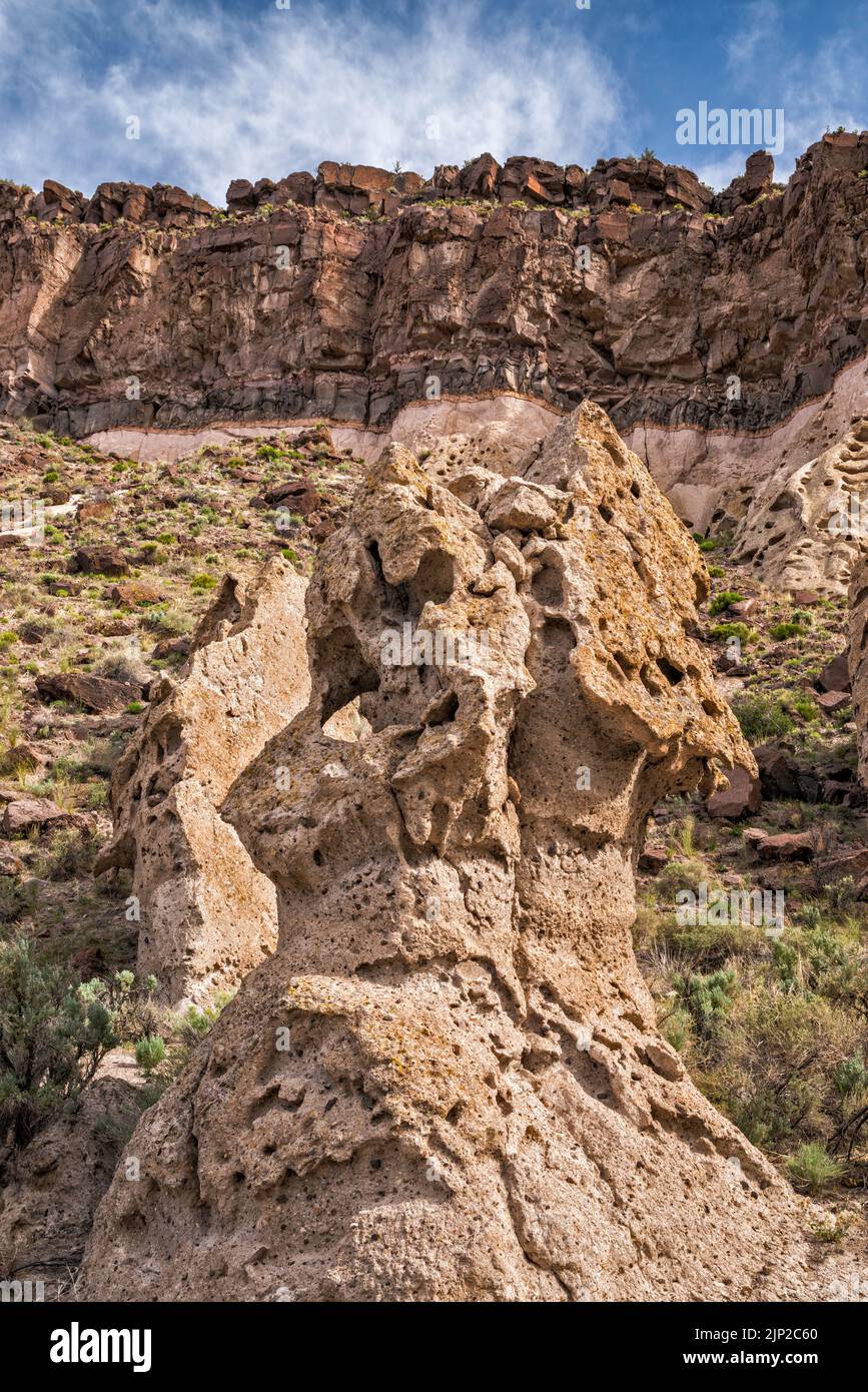 Volcanic tuff rock outcrops, Echo Canyon State Park, near Pioche ...
