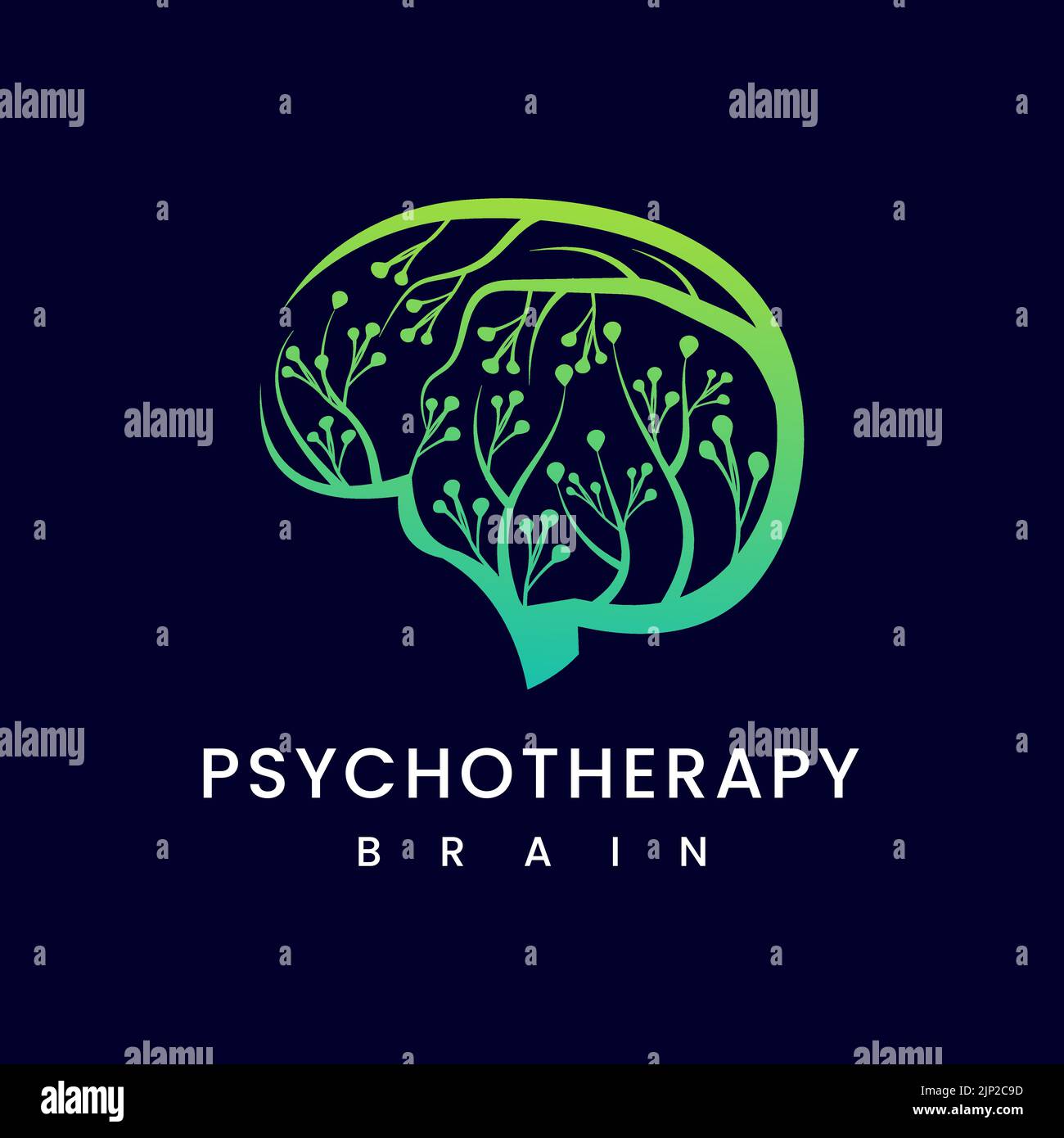 Psychology Human brain organs with modern flowers. Vector illustration ...