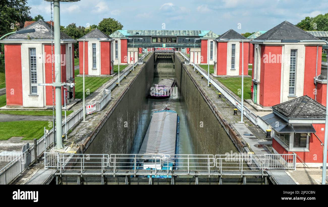 The Anderten lock on the Mittelland Canal in Germany Stock Photo - Alamy