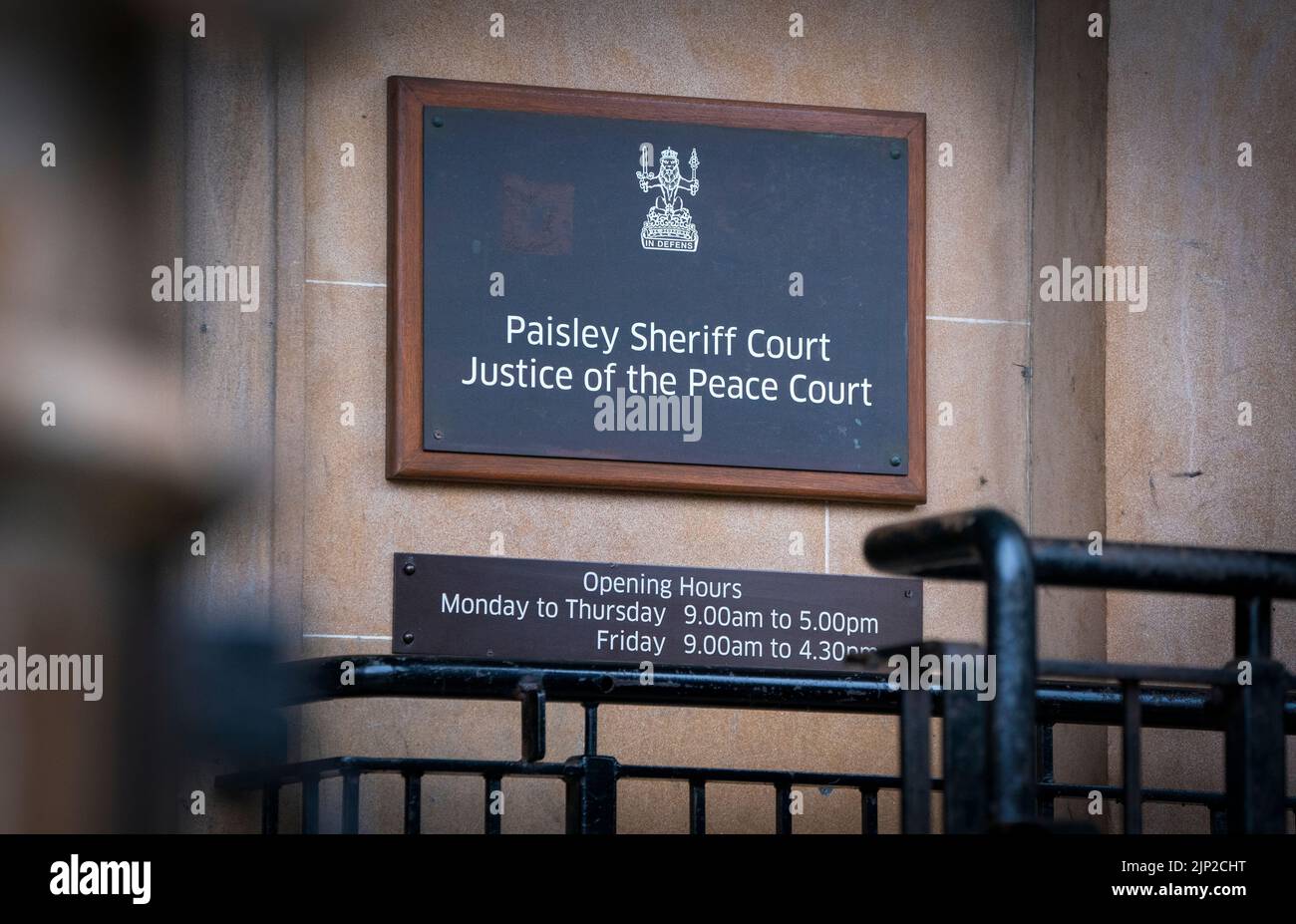 Sign outside Paisley Sheriff Court where the fatal accident inquiry ...