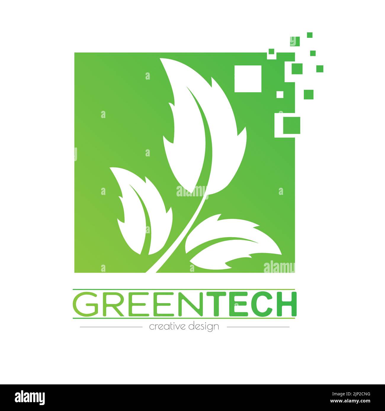 Green technologies. A green leaf in a square. Template for a logo ...