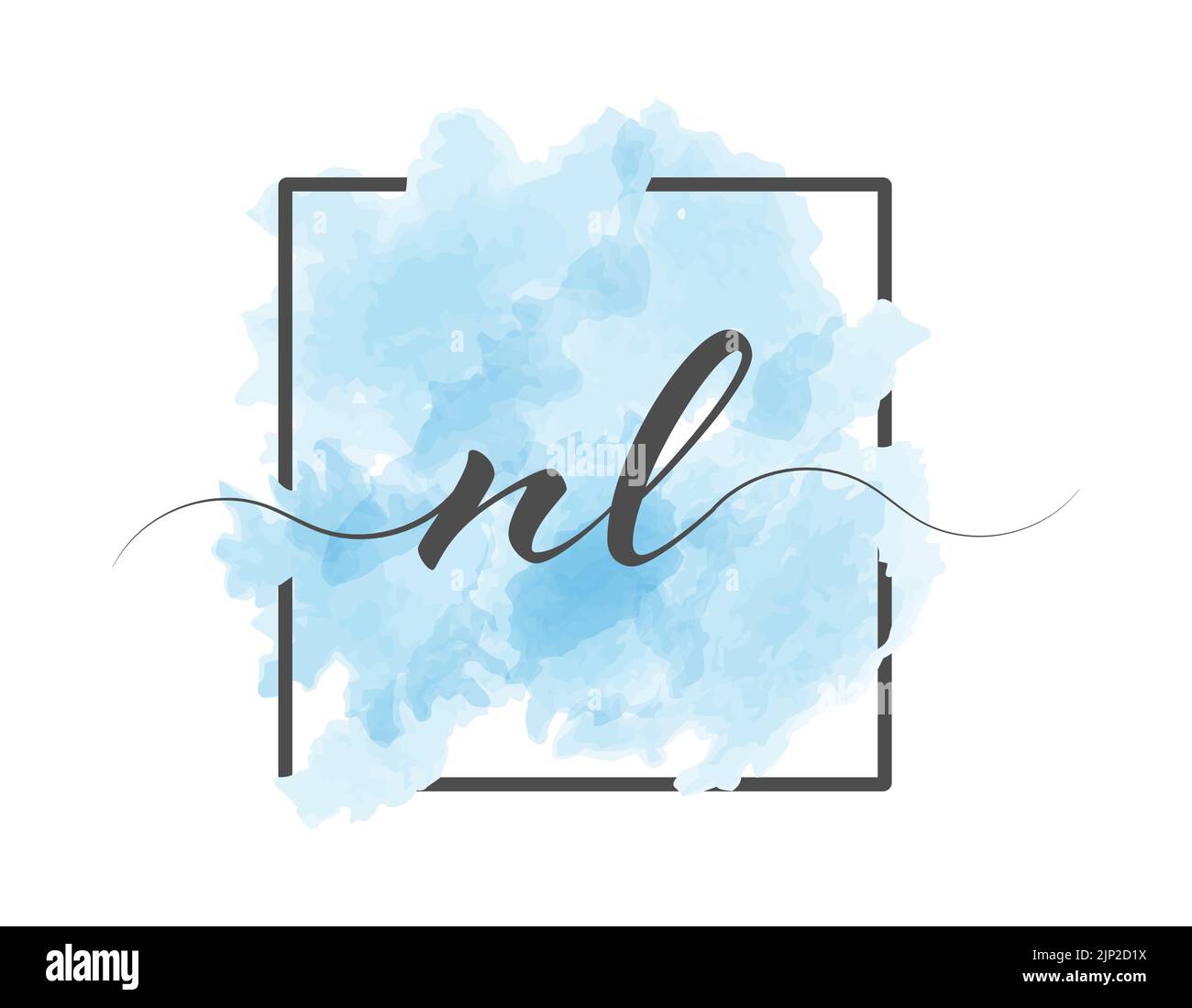 Calligraphic lowercase letters N and L are written in a solid line on a ...
