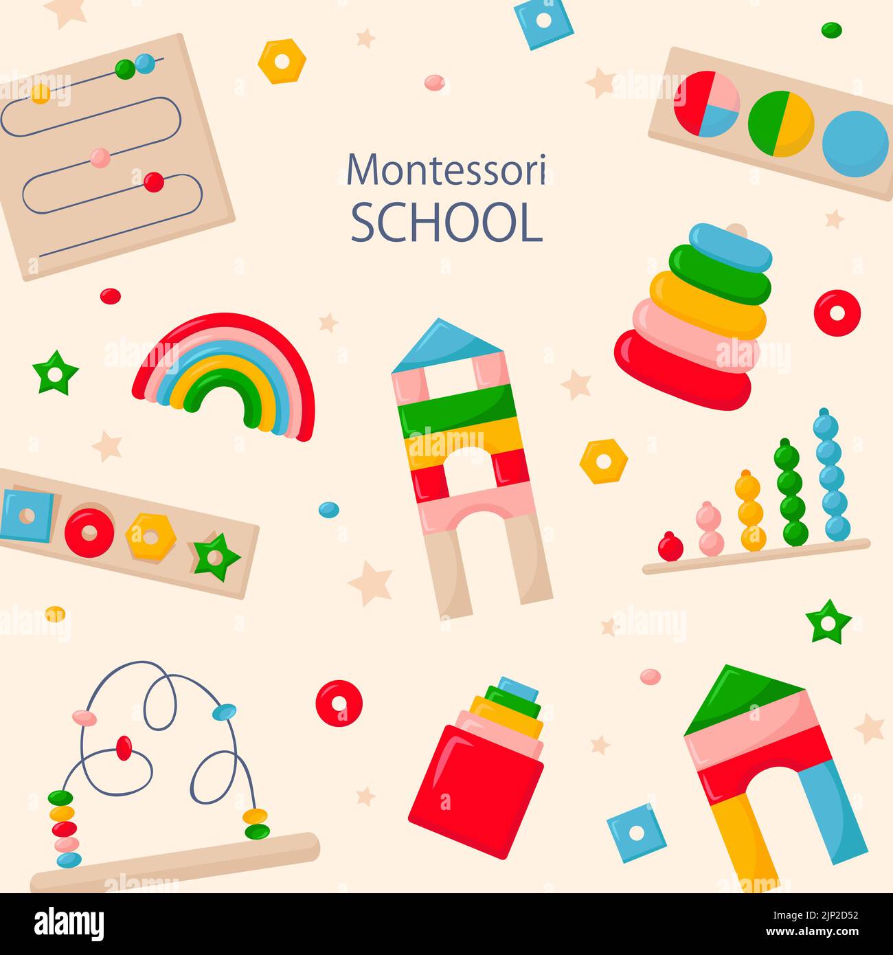 Hand drawn montessori toys illustration Vector illustration Stock ...