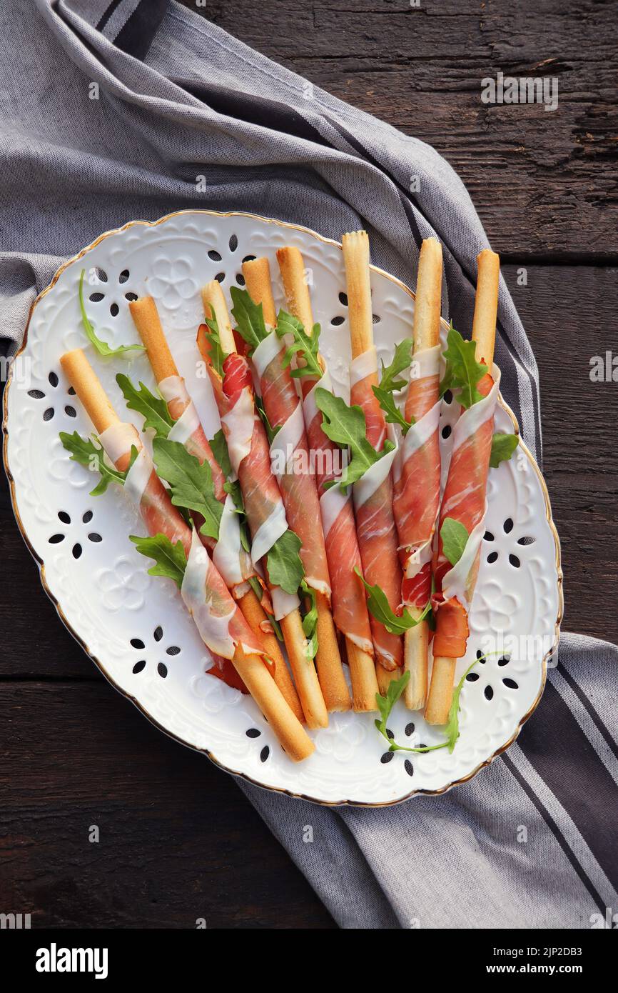 ham, finger food, bread sticks, partyfood, hams, finger foods Stock ...