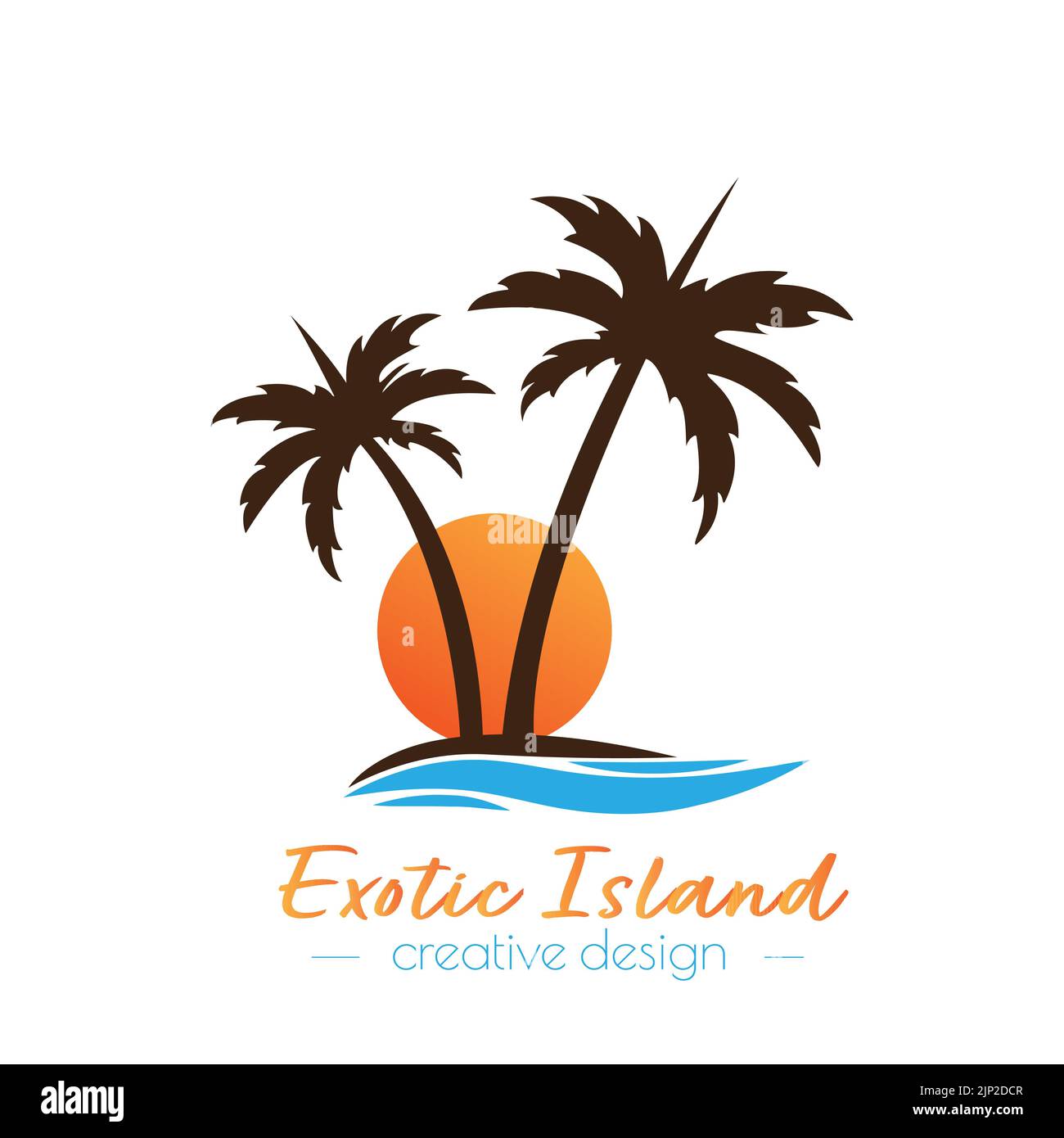 An exotic island. Template for logo, sticker, stickers and labels, for ...