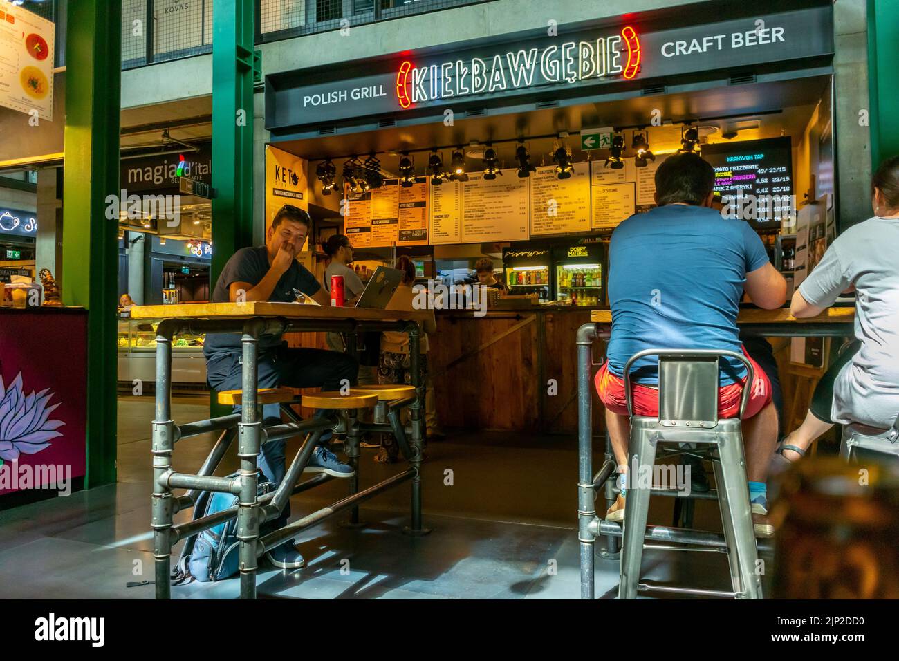 Warsaw, Poland, People Sharing Meals, Inside Old Market Building, Food ...