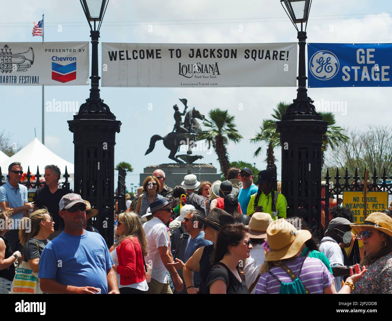 A crowded entrance to Jackson Square during French Quarter Fest in New ...