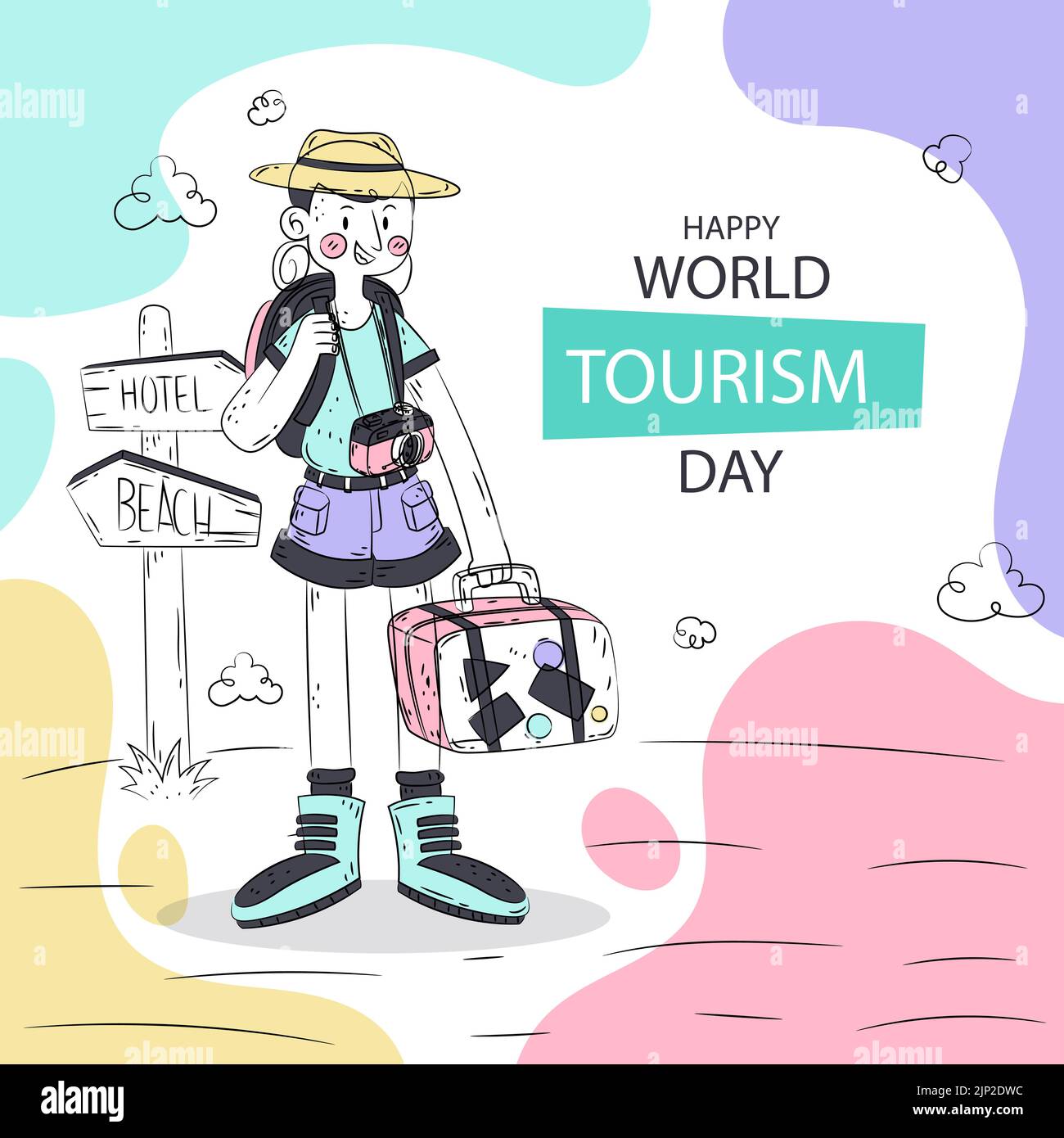 Hand drawn illustration for world tourism day Vector illustration Stock ...