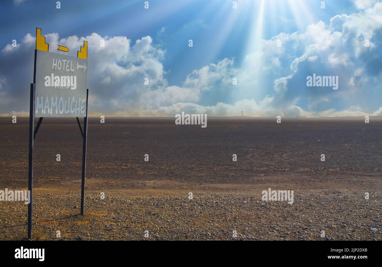 Erg Chebbi (Sahara), Morocco - September 9. 2011: Lonely mamouche riad ...