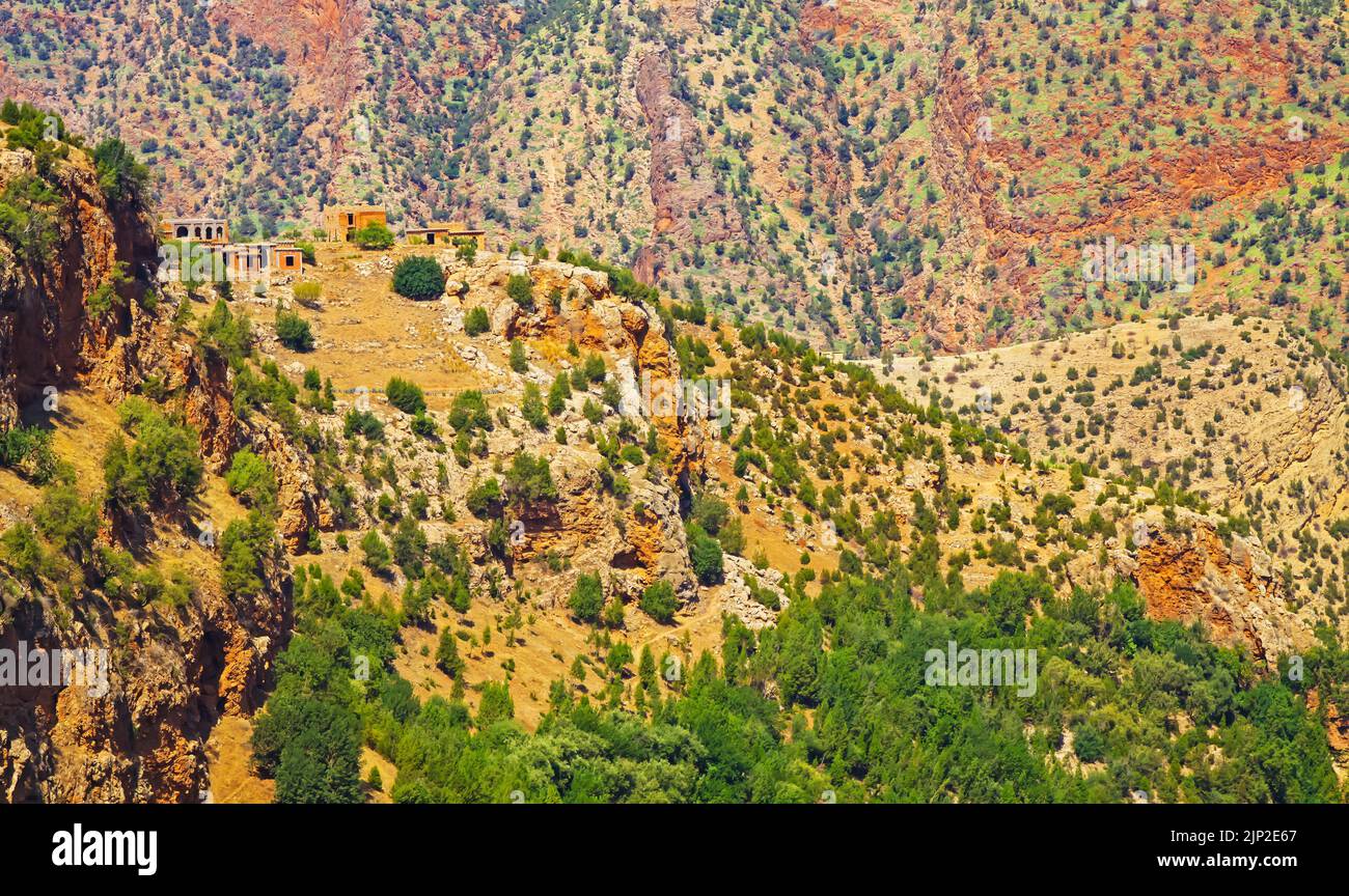 Beautiful atlas mountains landscape, colorful rugged steep impressive ...