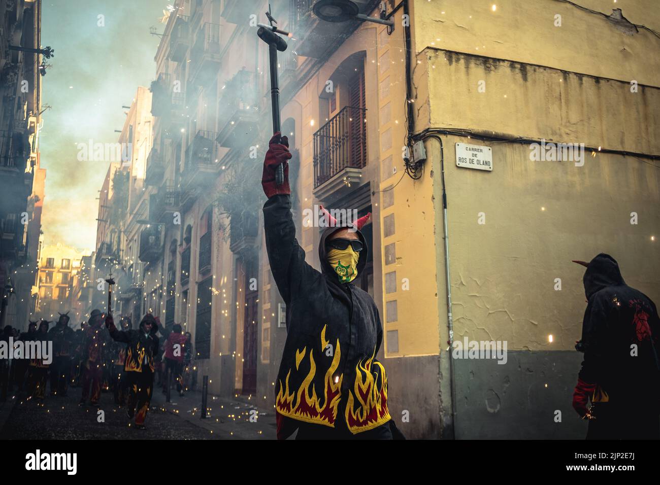 Barcelona, Spain. 15th Aug, 2022. Fire runners of the 'Diables Vell de ...