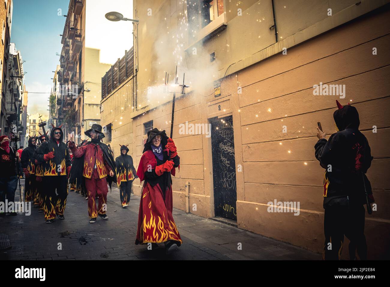 Barcelona, Spain. 15th Aug, 2022. Fire runners of the 'Diables Vell de ...