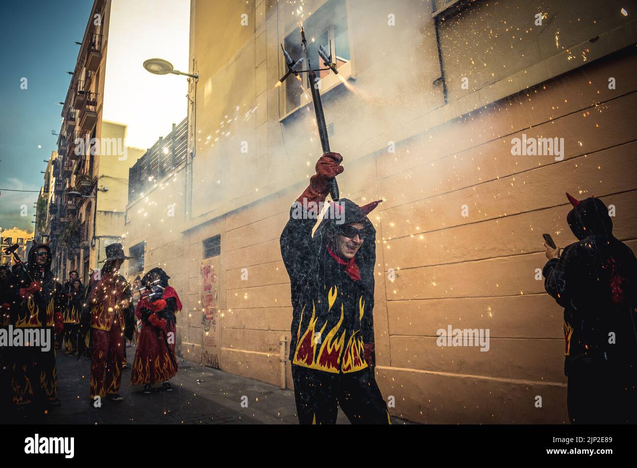 Barcelona, Spain. 15th Aug, 2022. Fire runners of the 'Diables Vell de ...