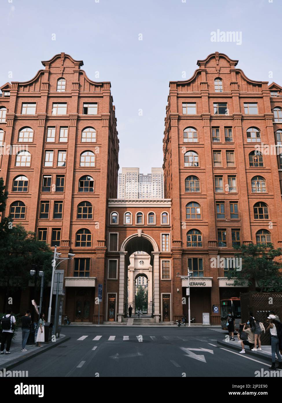 A vertical shot of famous buildings of Tai'an Road in Tianjin, China ...