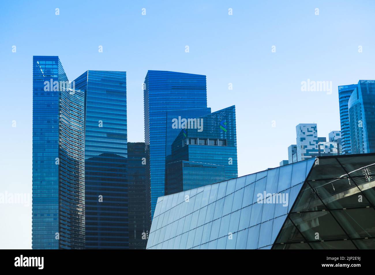 low angle view of singapore city buildings Stock Photo - Alamy