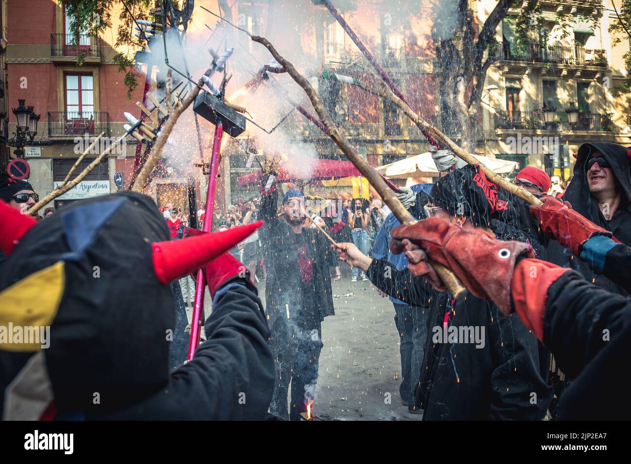 Barcelona, Spain. 15th Aug, 2022. Fire runners of the 'Diables Vell de ...