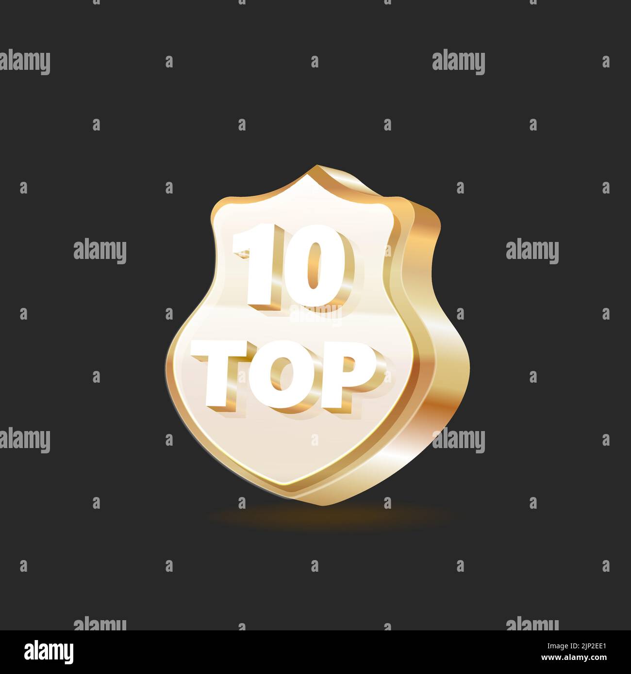 Top 10 award emblem. Golden award logo with laurel wreath and crown on ...