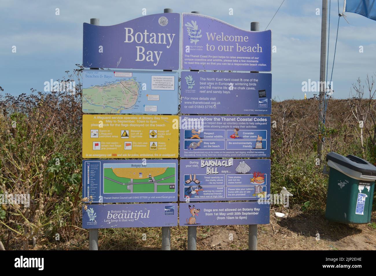 The Botany Bay wooden sign with facts in Broadstairs, UK Stock Photo ...