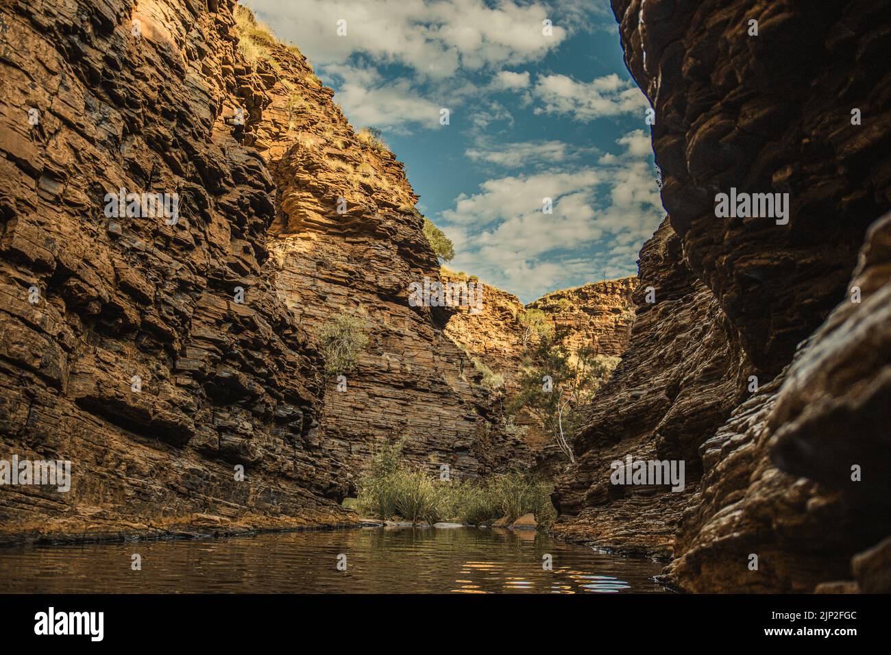 A low angle shot of the Australian Karijini Gorge mountains Stock Photo ...