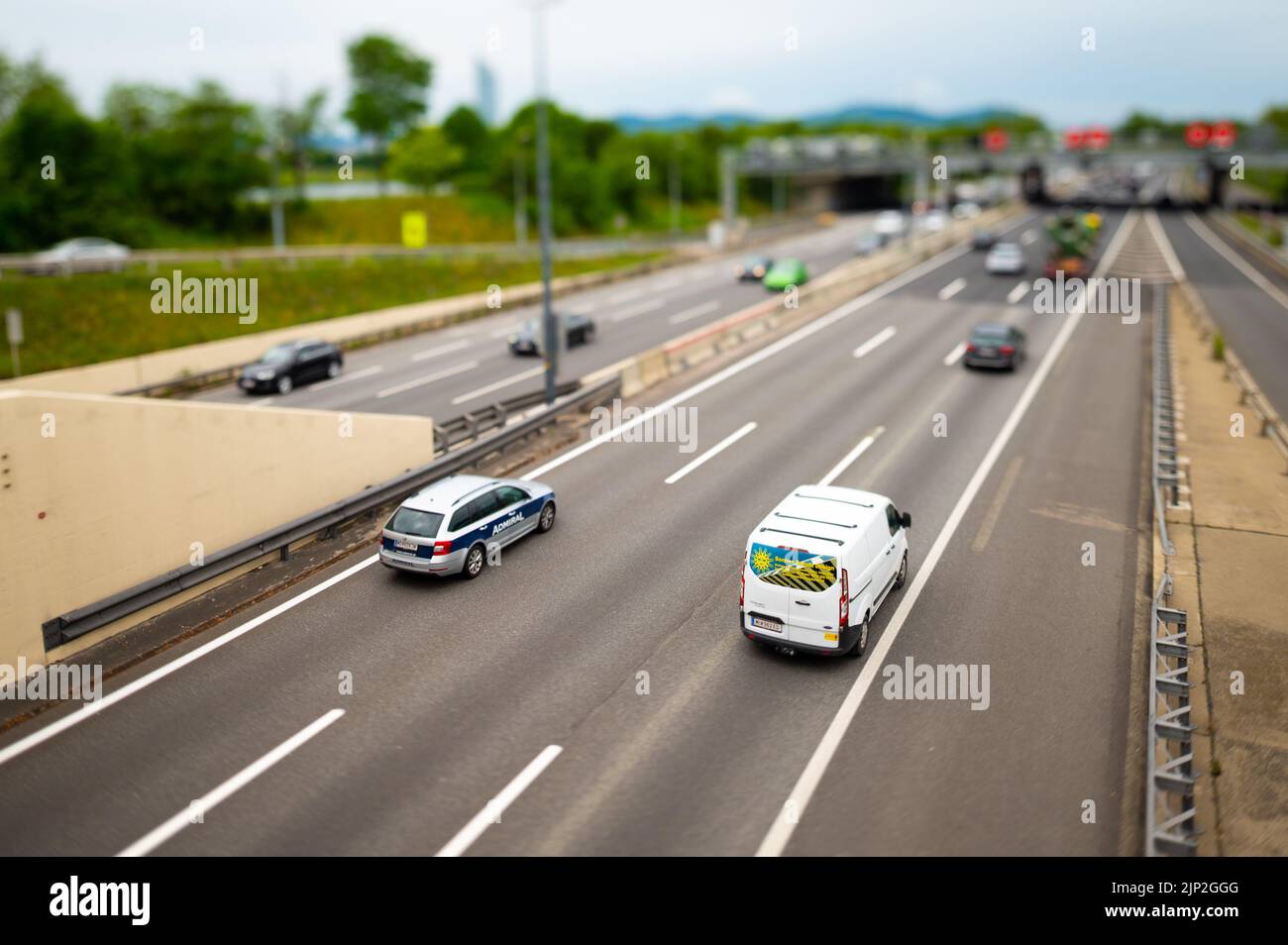Vienna, Austria - June 5, 2020: Traffic on the A22 motorway in Vienna ...