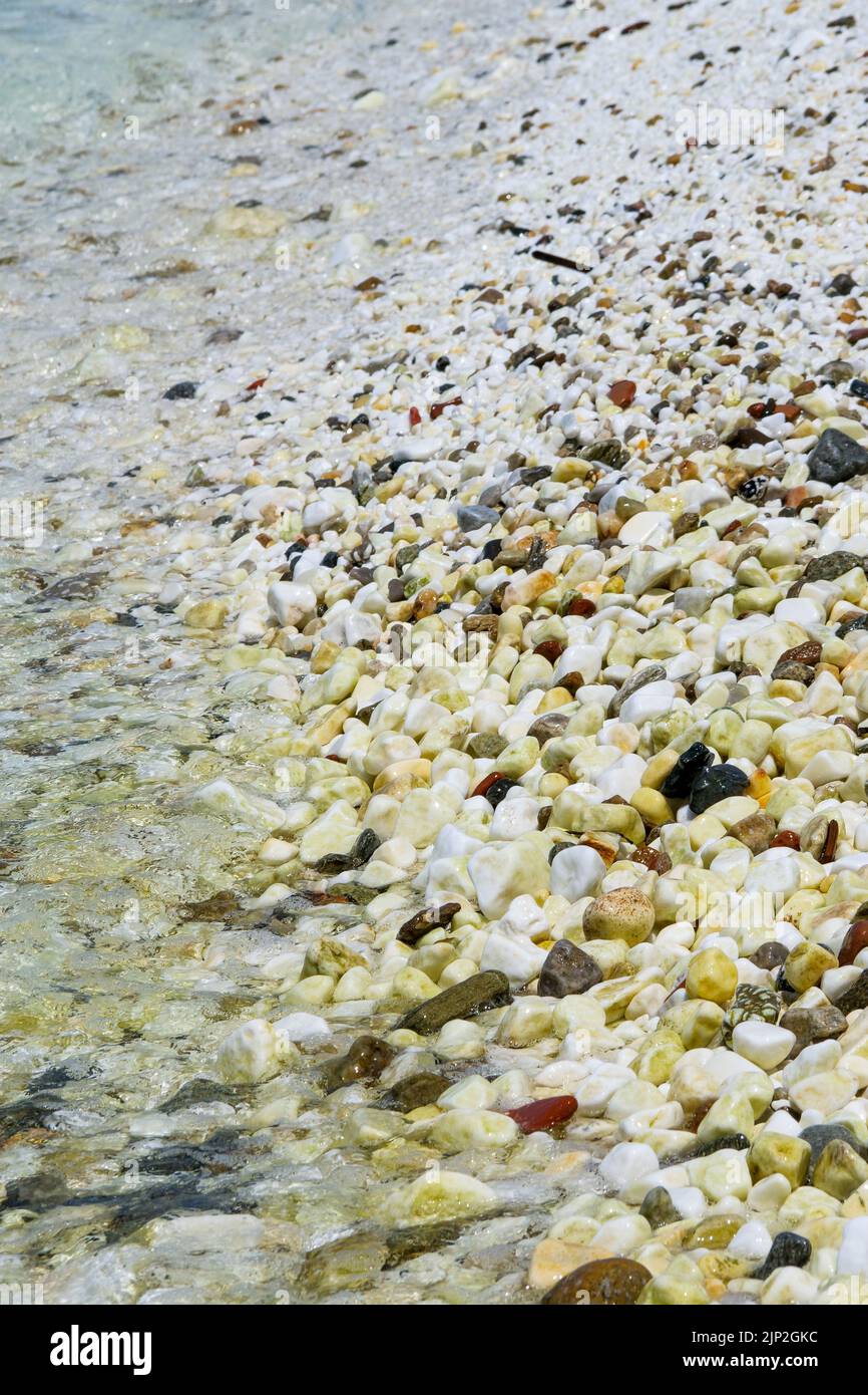 White marble pebbles beach, Thassos island, Macedonia, North-Eastern ...