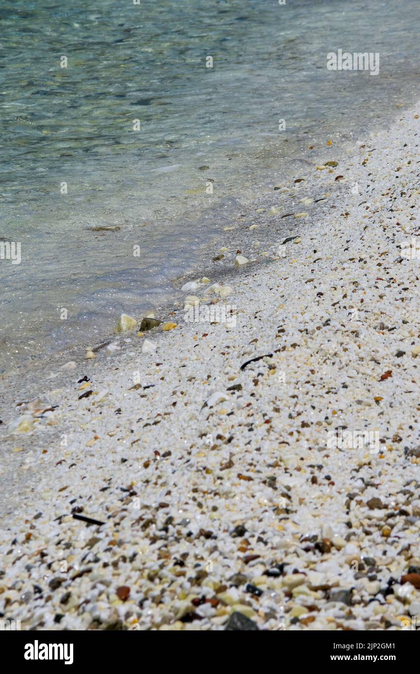 White marble pebbles beach, Thassos island, Macedonia, North-Eastern ...