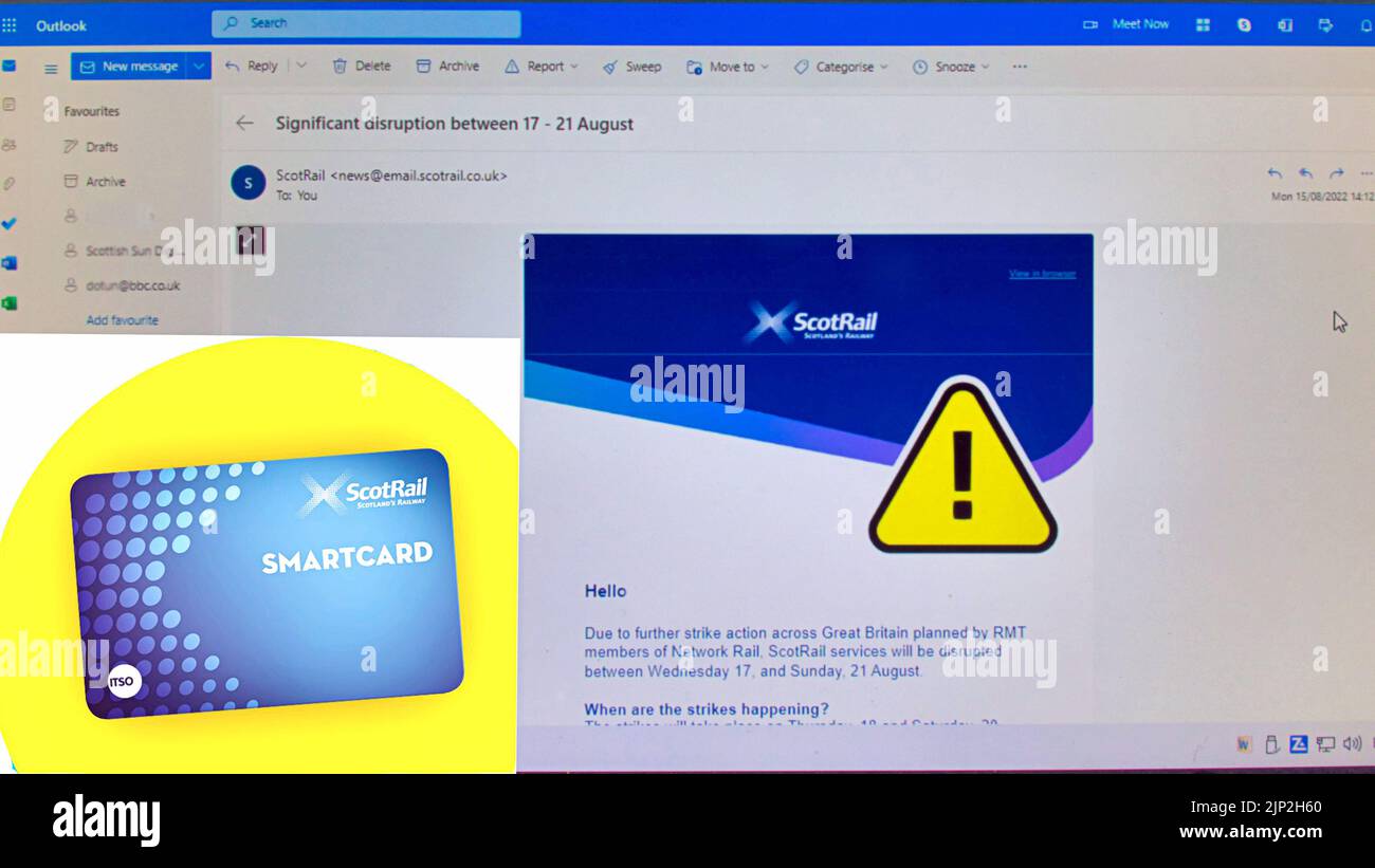 Glasgow, Scotland, UK 15th August, 2022.Scotrail warn customers of ...