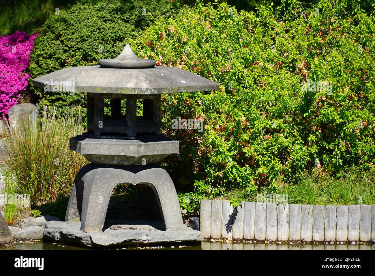 A Japanese stone lantern in the garden Stock Photo - Alamy