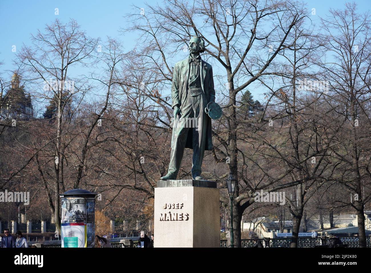 A close-up shot of the statue of Josef Manes, a famous Czech painter ...