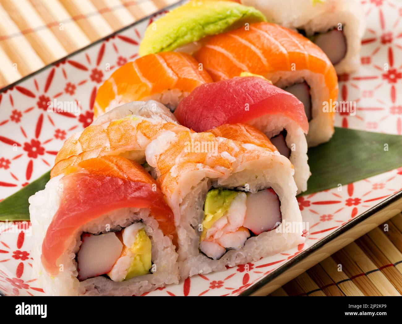 sushi, inside out rolls, uramaki, rainbow roll, sushis, uramakis Stock ...