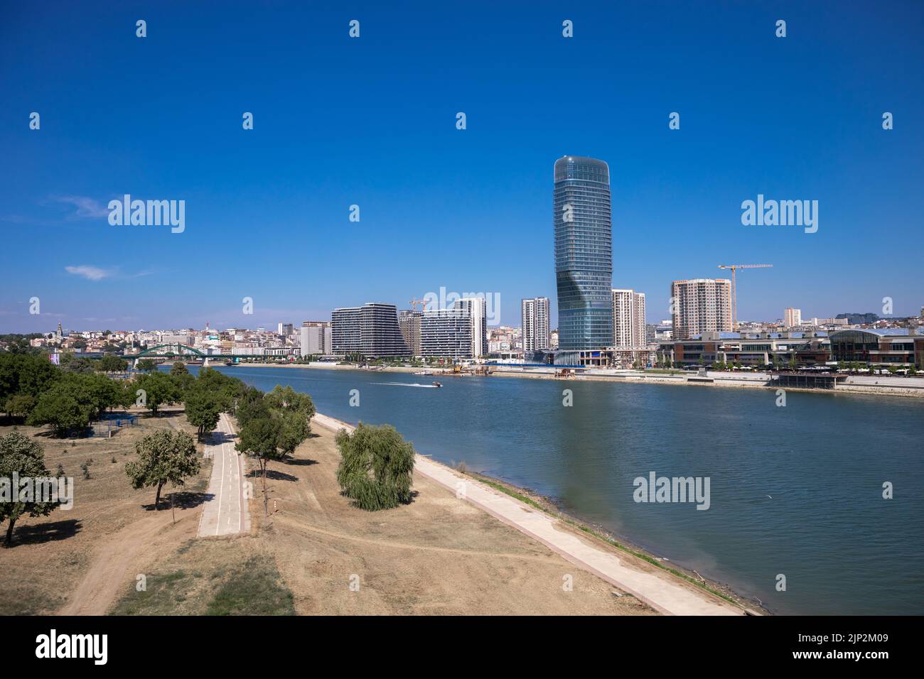 Skyscaper Belgrade Tower in Belgrade Watefront, modern residential area ...
