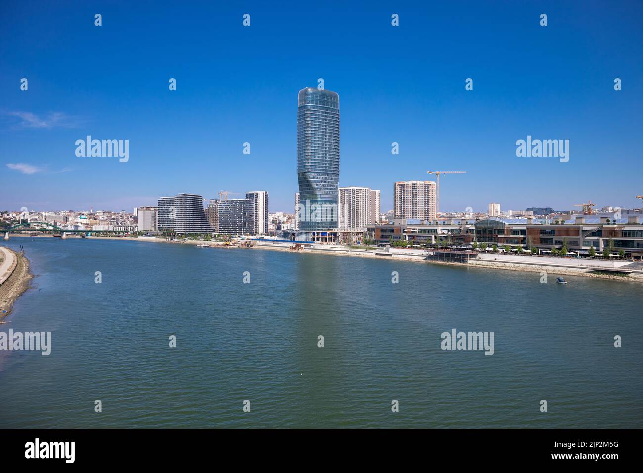 Skyscaper Belgrade Tower in Belgrade Watefront, modern residential area ...