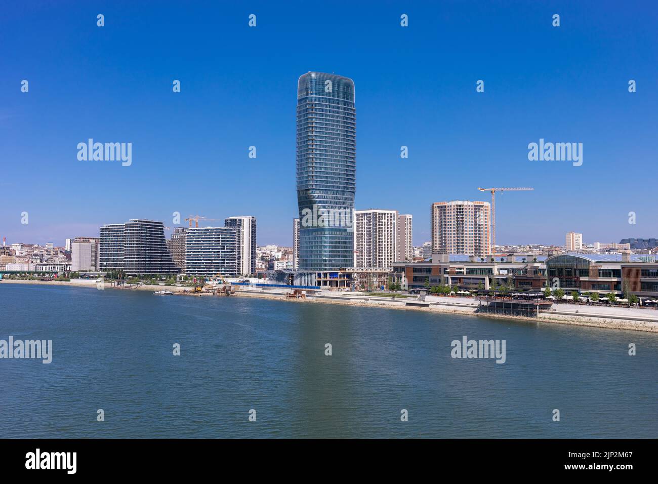 Skyscaper Belgrade Tower in Belgrade Watefront, modern residential area ...